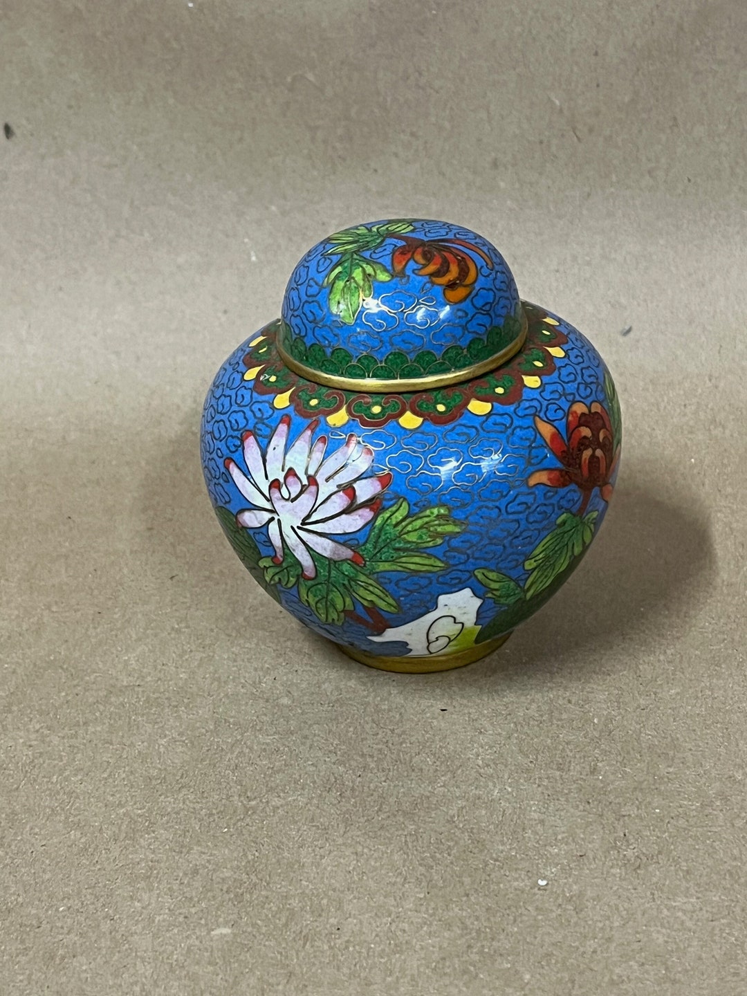 Small Cloisonne Jar With Lid/enamel and Brass Miniature Ginger - Etsy
