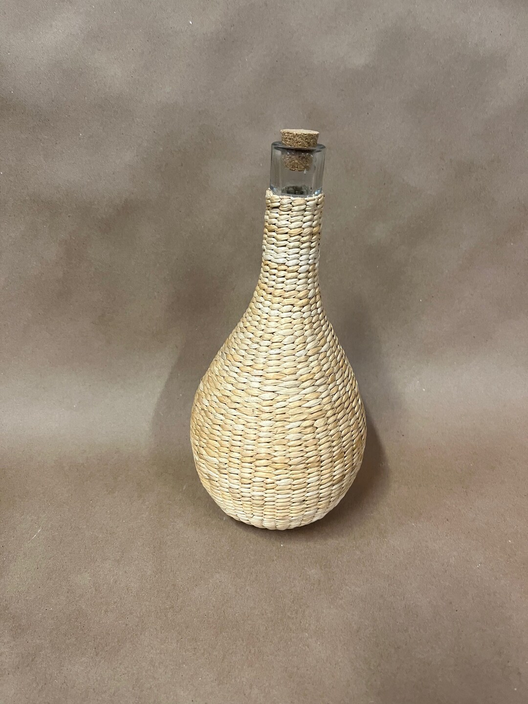 Vintage Wicker Covered Bottle With Cork Stopper/no Label/natural Woven ...