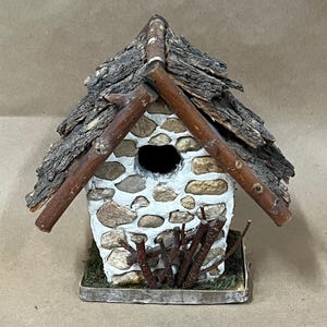 Hand Made Bird House With Natural Materials/birch Bark Bird House/yard ...