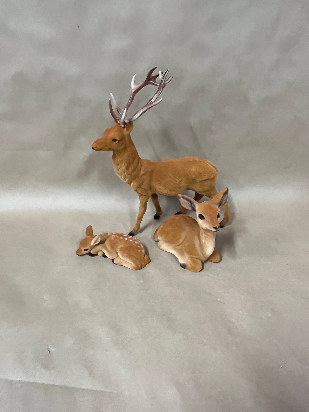 Vintage Lot of Flocked Deer/woodland Christmas Decor/doe/buck/fawn ...
