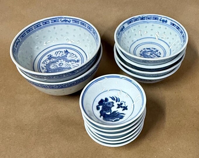 Japanese Bowls Rice Bowls/dipping Sauce/blue and White/small Bowls ...
