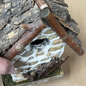 Hand Made Bird House With Natural Materials/birch Bark Bird House/yard ...