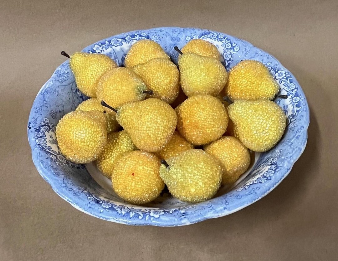 Set of 23 Beaded Yellow Miniature Pears/floral Supplies/bowl Filler ...