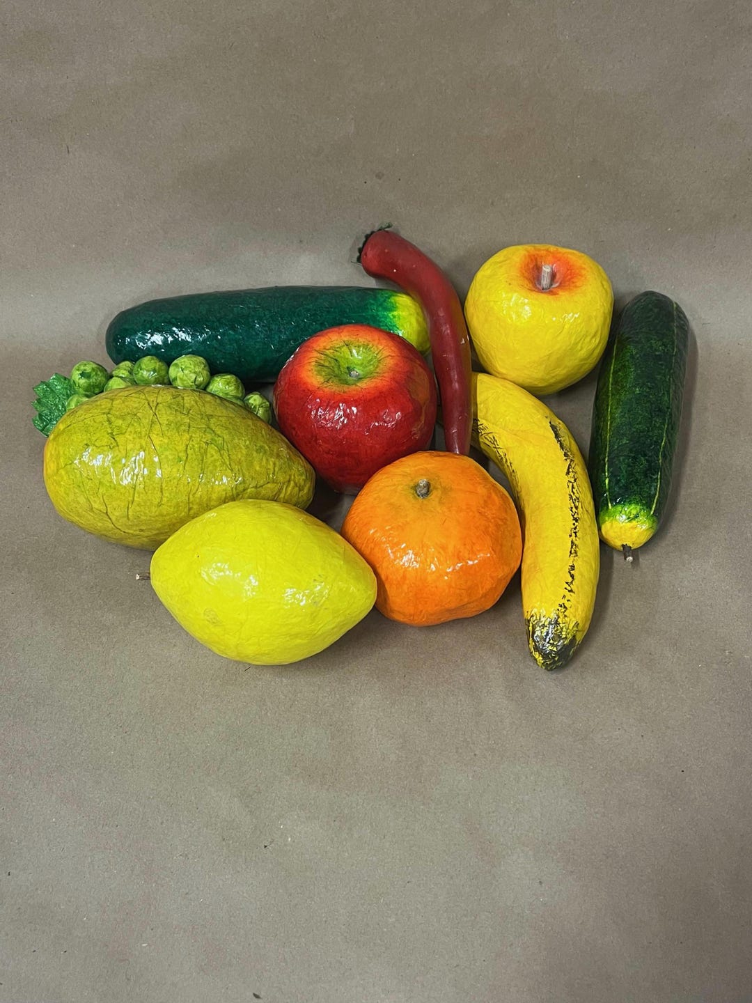 9 Paper Mache Vegetables and Fruit Pieces/kitchen Decor/bowl Filler ...