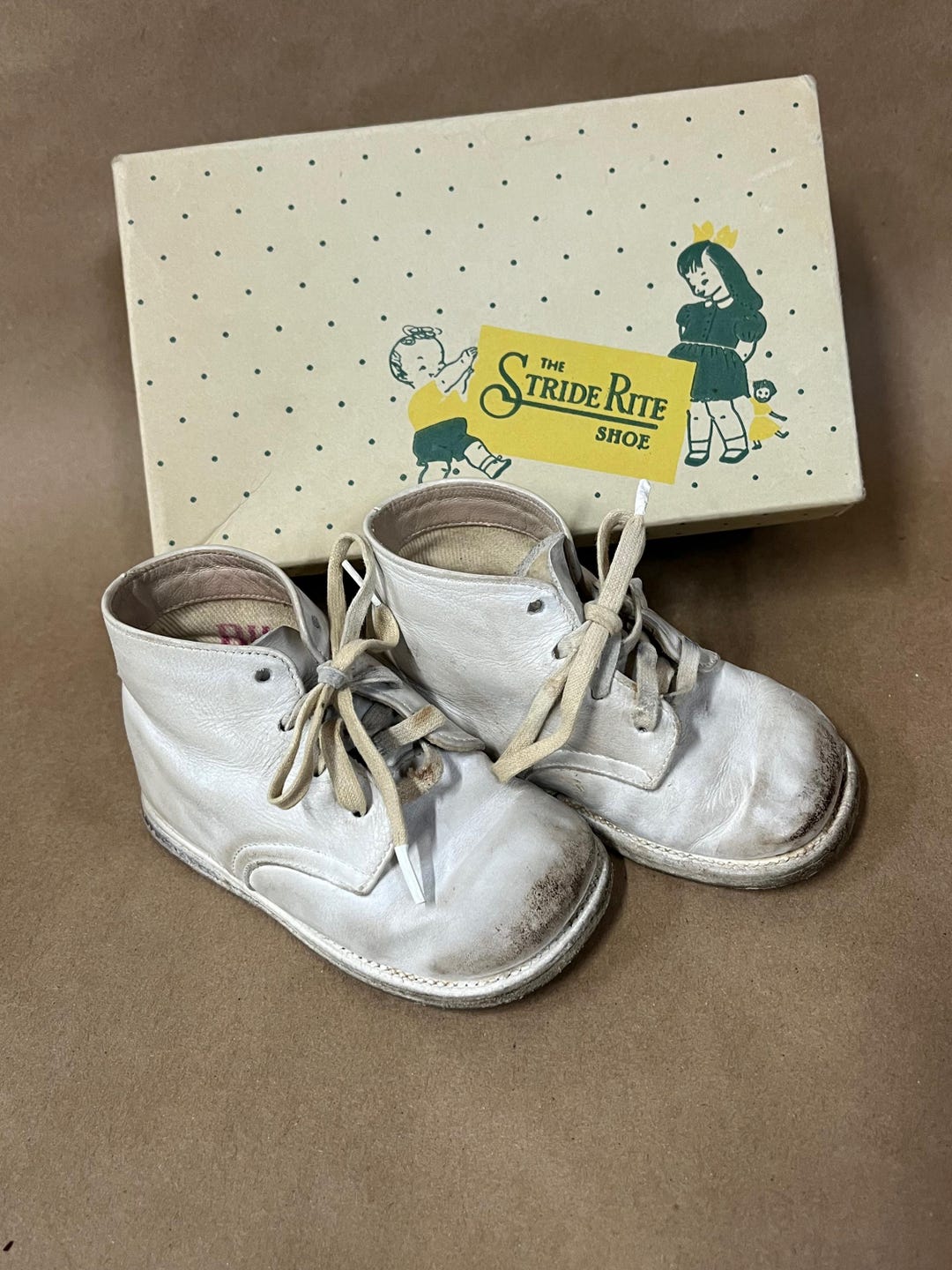 Vintage Stride Rite Baby Shoes/high Tops 1960s/white Leather Baby Shoes ...