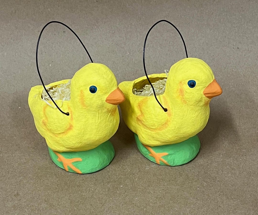 Set of / Paper Mache Baby Chicks/candy Holders for Easter/child's ...