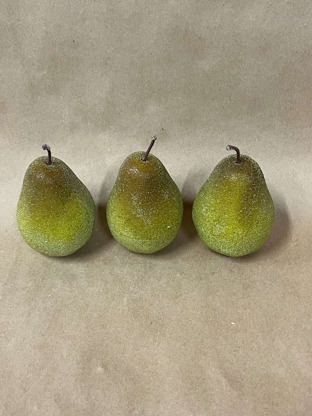 Set of 3 Artificial Beaded Pears/faux Fruit Decor/kitchen - Etsy