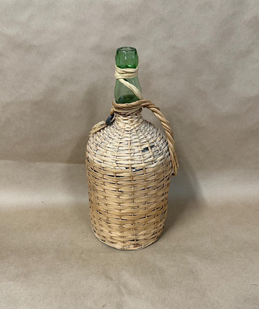 Vintage Bacardi Wicker Covered Glass Bottle/demijohn/bacardi Rum/mid ...