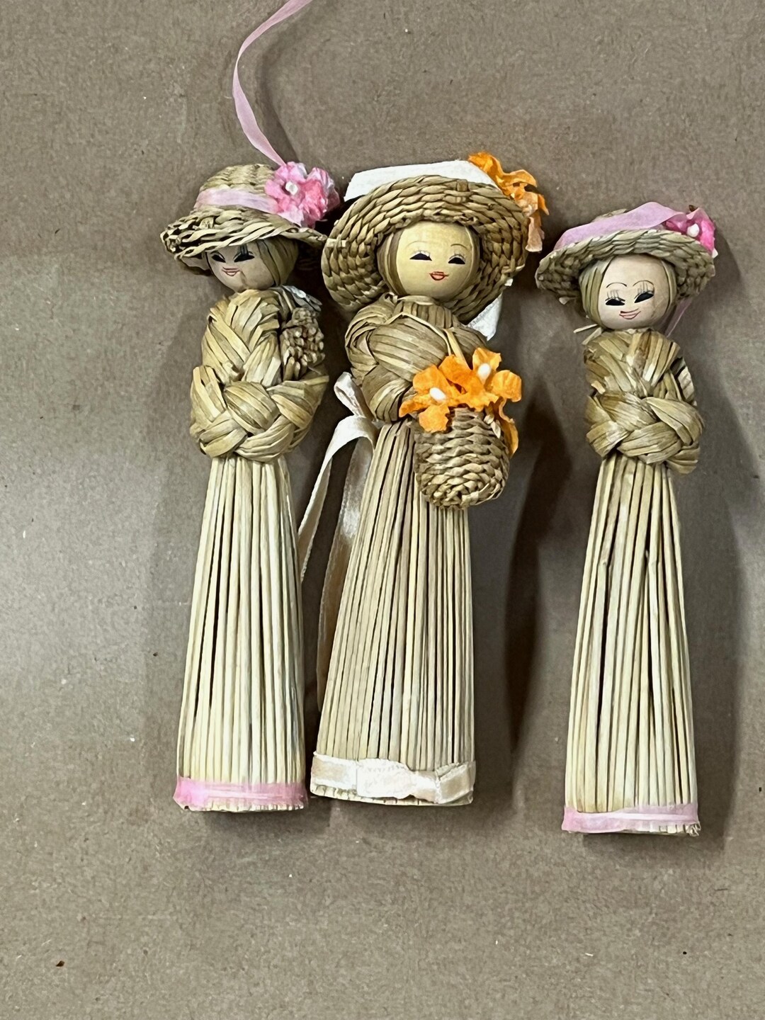 Korean Straw Dolls/set of 3 Broom Dolls Made in Korea/woven Straw Girl ...