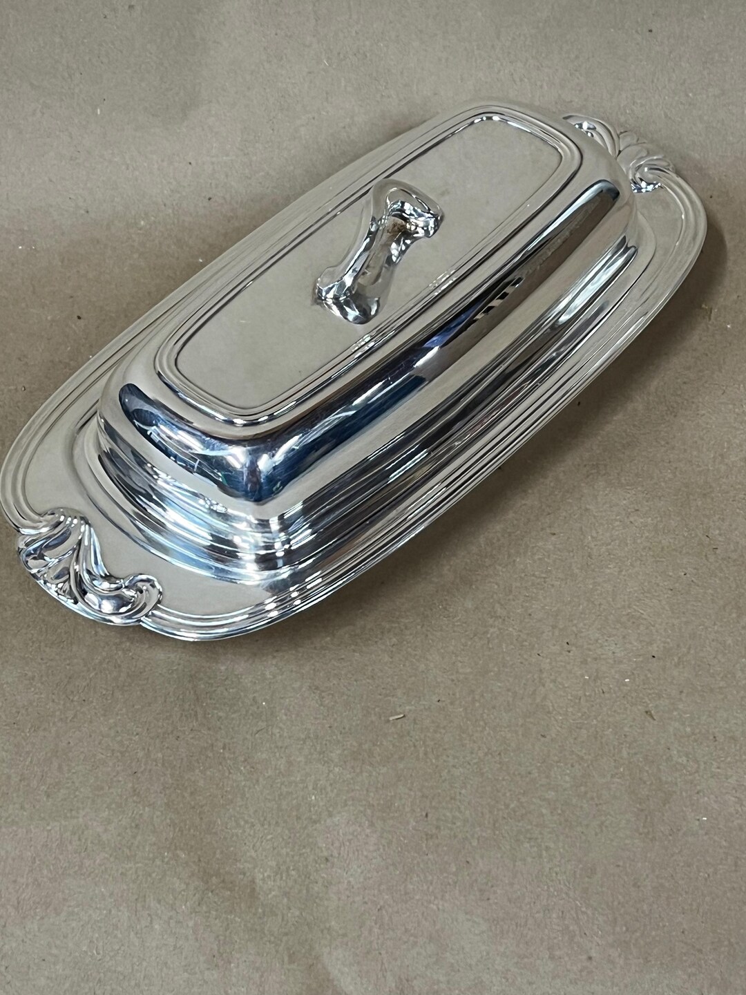 Antique Butter Dish/silver Plate Butter Dish/unmarked Silver-plate ...