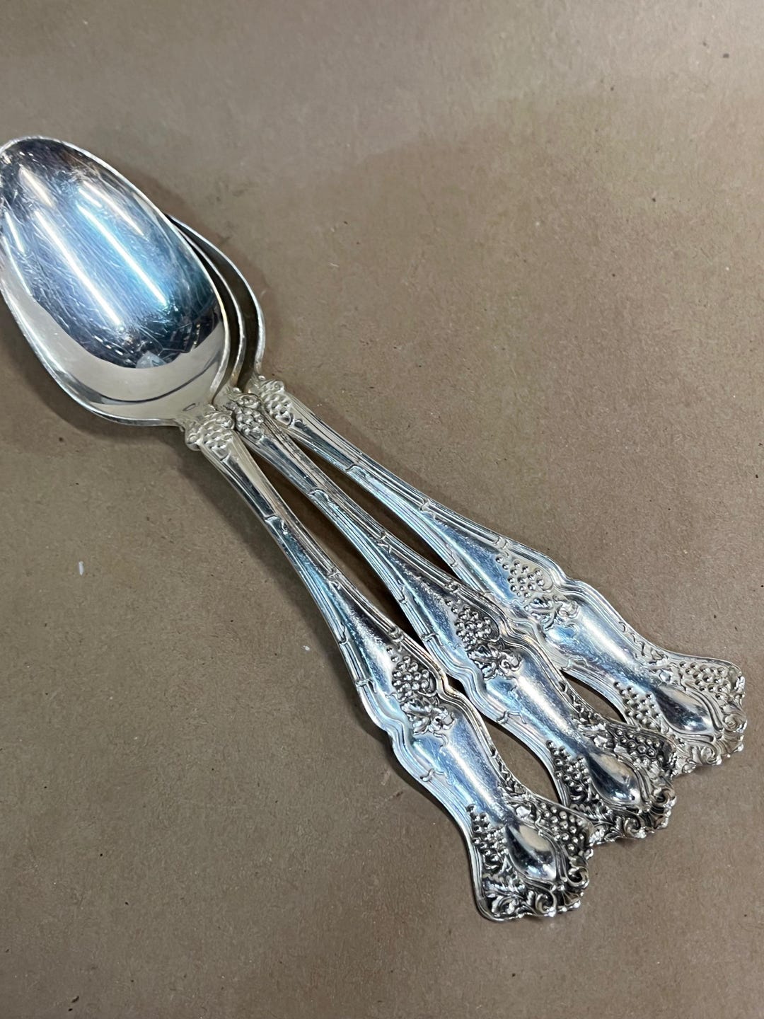 Set of 3 Silver Plated Table Spoons/1847 Rogers Brothers/grape Pattern ...