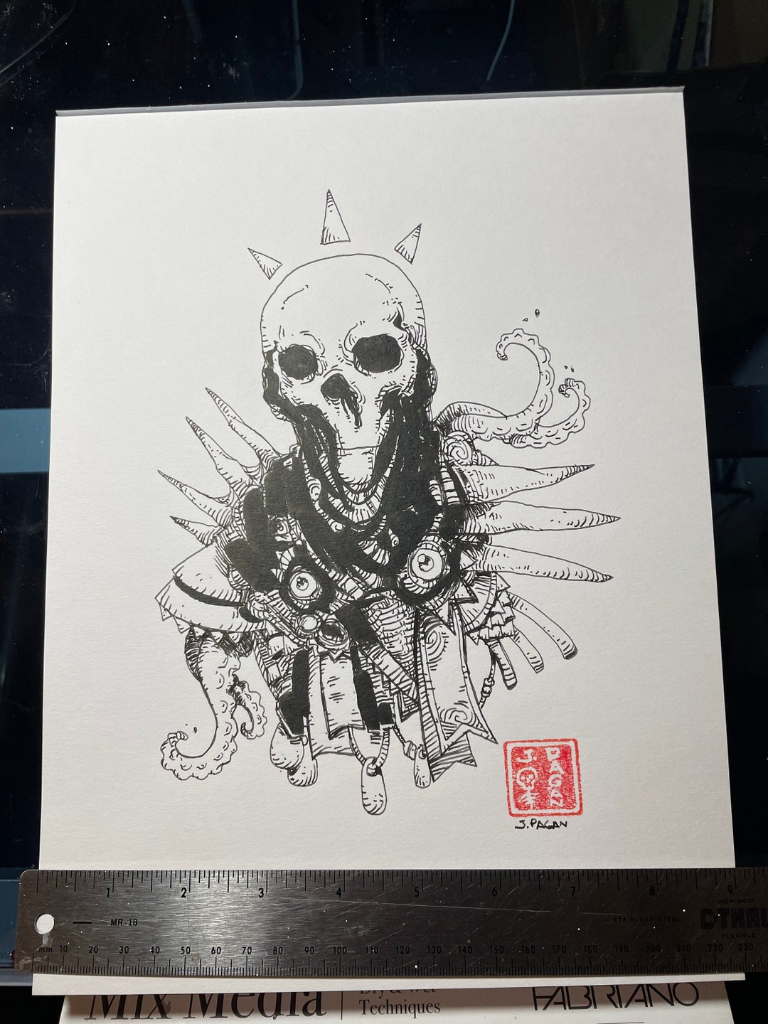 Skull Boï Pen and Ink Large Drawing - Etsy