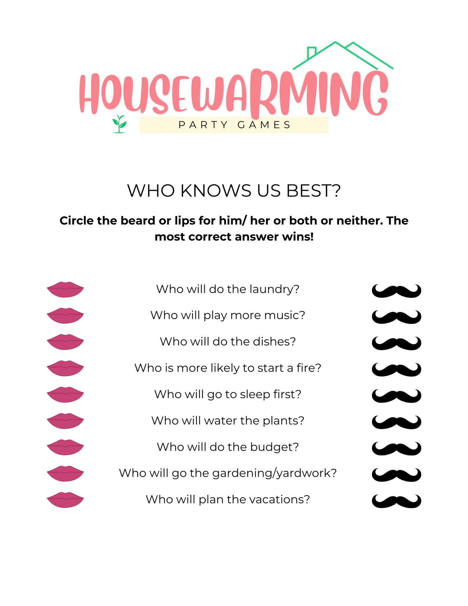 Printable Housewarming Games Ready to Play 9 Game Bundle, Done for You ...