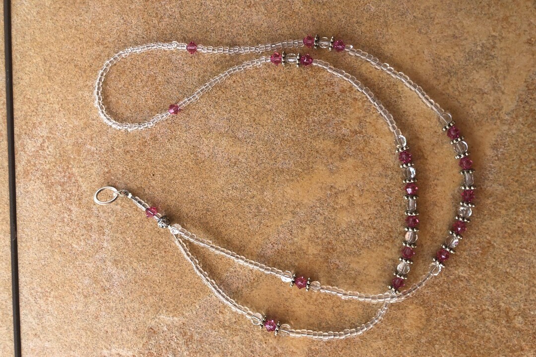 Beaded Teacher Lanyard, Fuschia Crystal Lanyard, ID Badge Holder, PTA ...