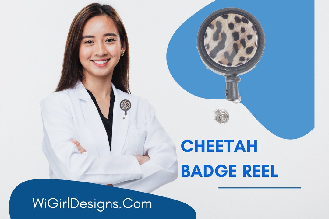 ID Badge Holder, Cheetah Print Badge Reel, Retractable ID Card Holder ...