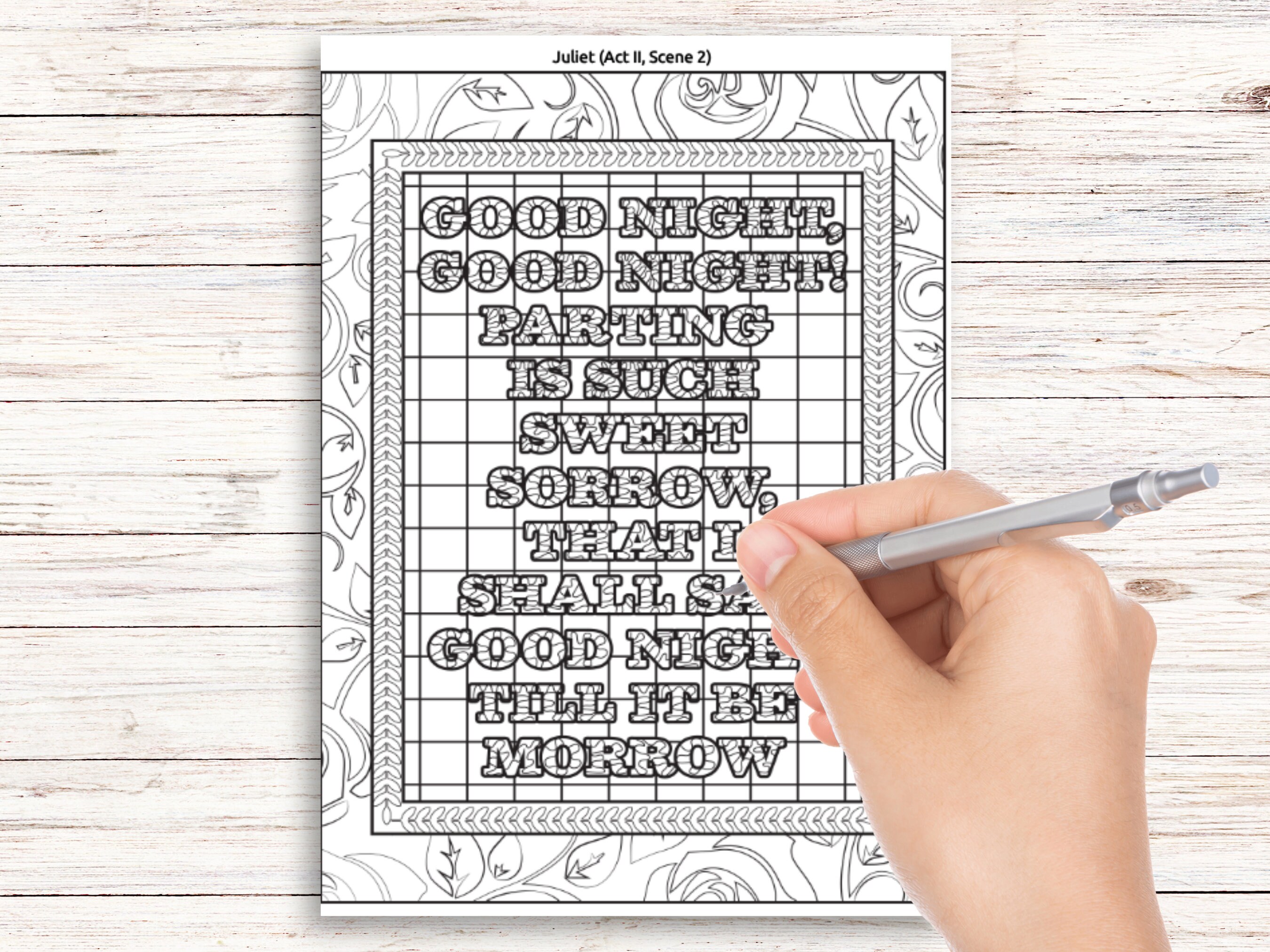 Shakespeare Coloring Pages-teen Coloring Book of Quotes From Romeo ...