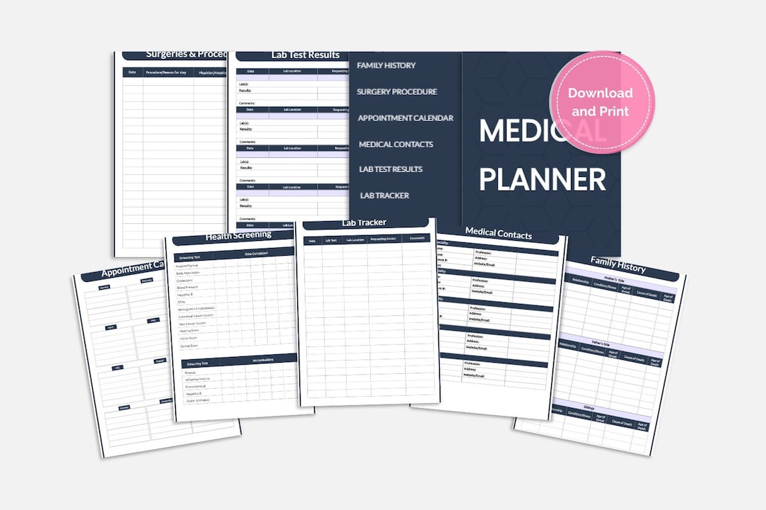 Medical Planner Printable Health Tracker, Medical Tracker, Health Care ...