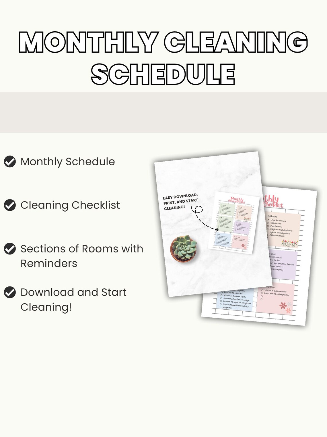 Monthly Cleaning Checklist Ready to Use,monthly Cleaning Schedule ...