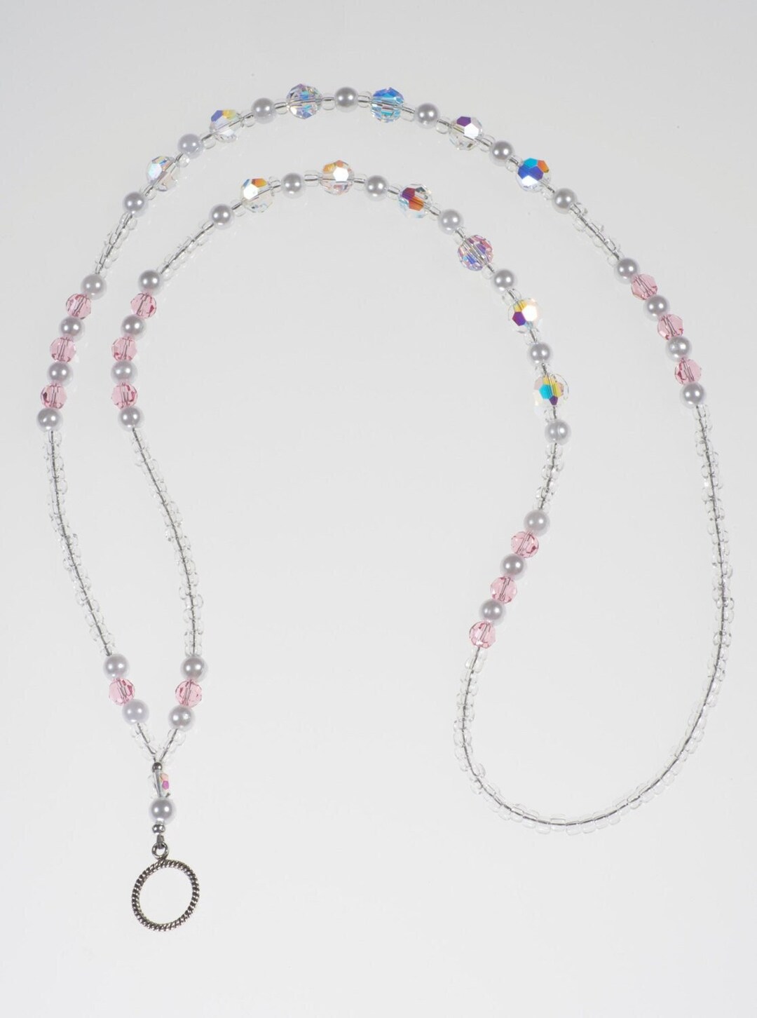 ID Badge Holder, Beaded Teacher Lanyard, PTA Gift for Teacher, Pink ...