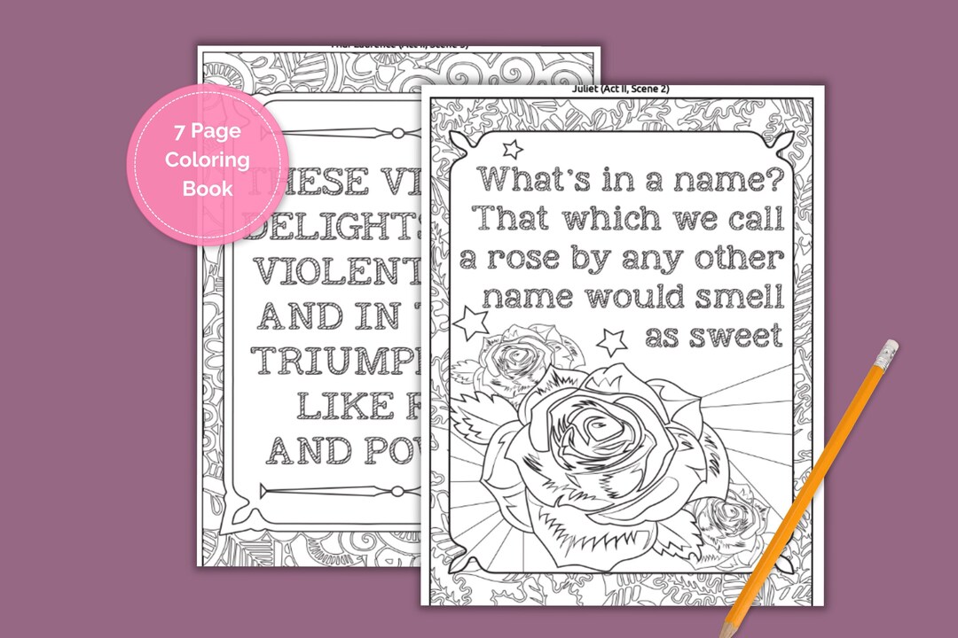 Teen Coloring Book of Romeo Juliet Quotes, Teen Coloring Pages of ...
