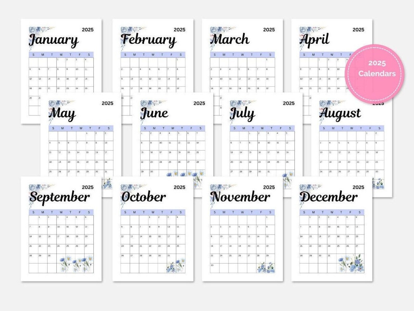 Editable Calendar in Canva, 12 Month Calendar 2025 Calendar Printable ...