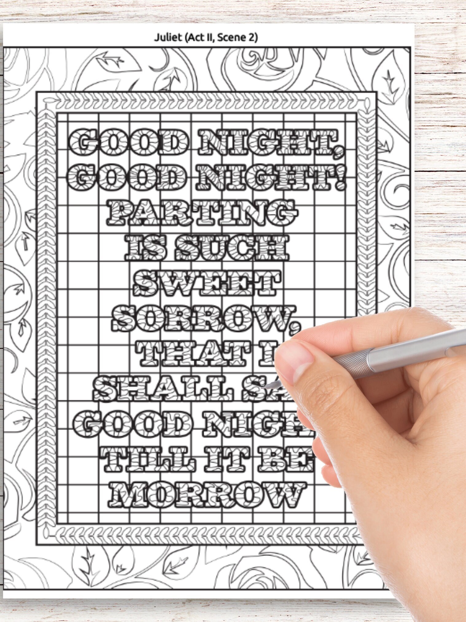 Teen Coloring Book of Romeo Juliet Quotes, Teen Coloring Pages of ...