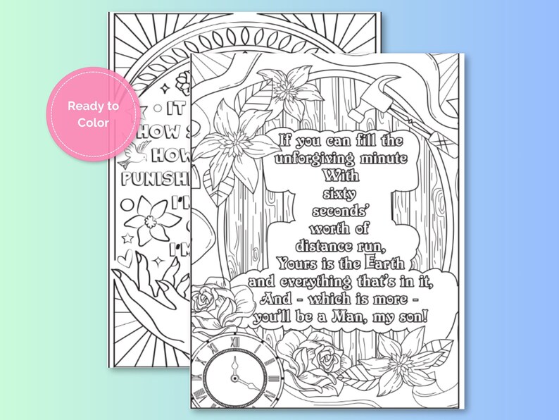 Coloring Book for Adults, Printable Homeschool Activity, English ...