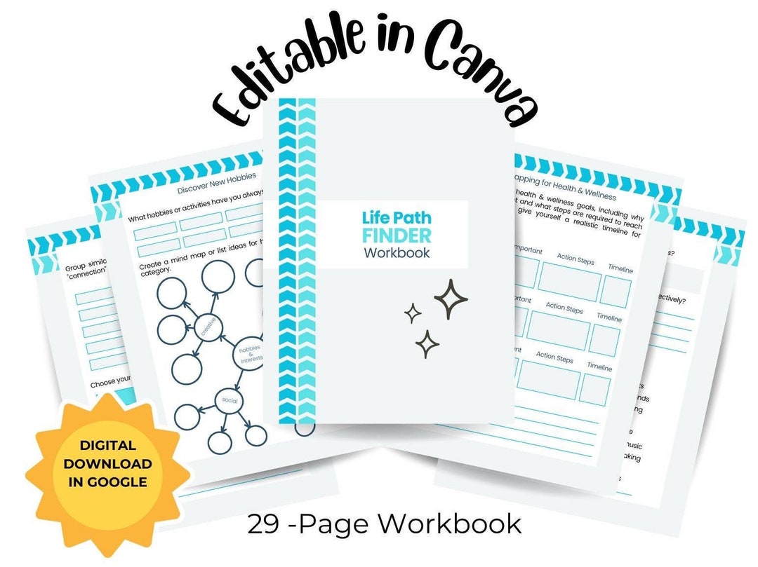 Career Journal, Editable Canva Template Life Planner Workbook Template ...