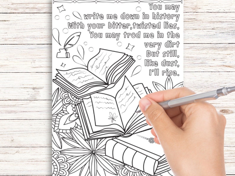 Coloring Book for Adults, Printable Homeschool Activity, English ...