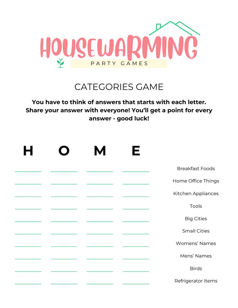Printable Housewarming Games Ready to Play 9 Game Bundle, Done for You ...