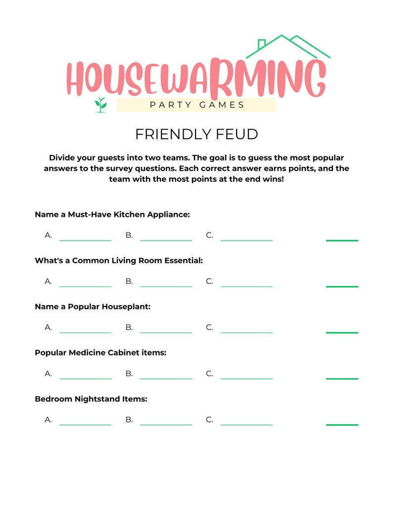 Printable Housewarming Games Ready to Play 9 Game Bundle, Done for You ...