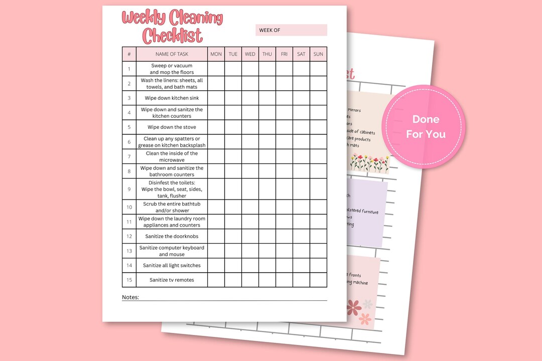 Weekly Cleaning Checklist Bundle Done for You, Seasonal Cleaning Bundle ...