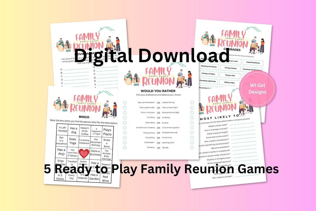 Family Reunion Games Ready to Play, Party Game Bundle, Done for You ...