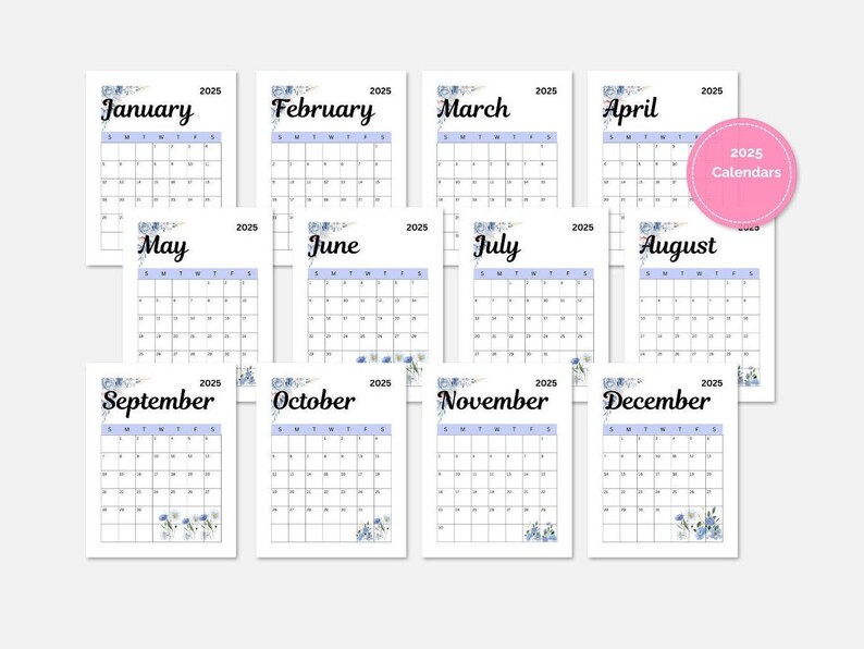 Editable Calendar in Canva, 12 Month Calendar 2025 Calendar Printable ...