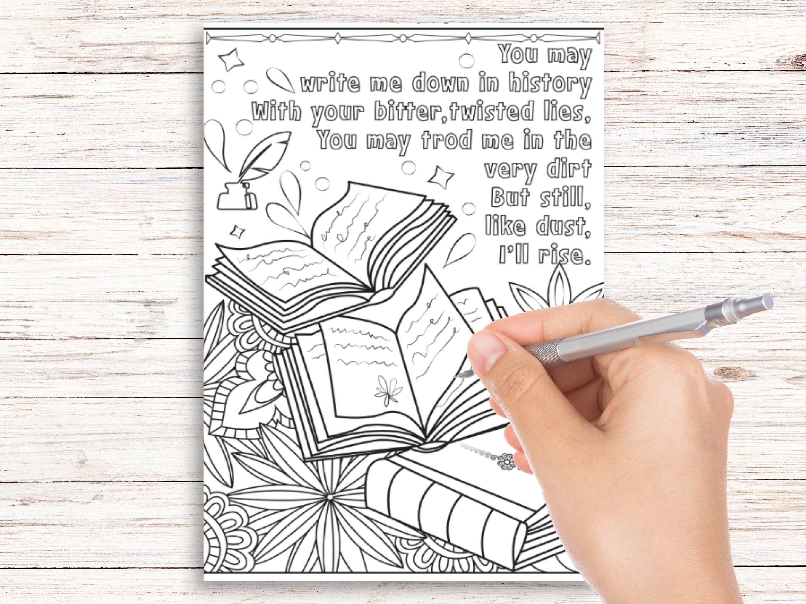Coloring Book for Adults, Printable Homeschool Teen Activity, English ...