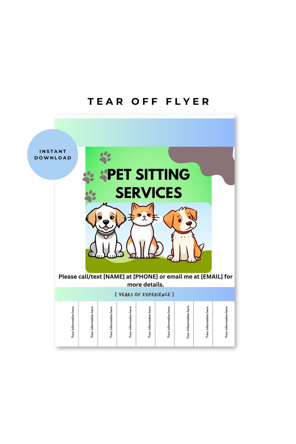 Pet Sitting Service Flyer, Editable Flyer Canva Template, Download Pet ...