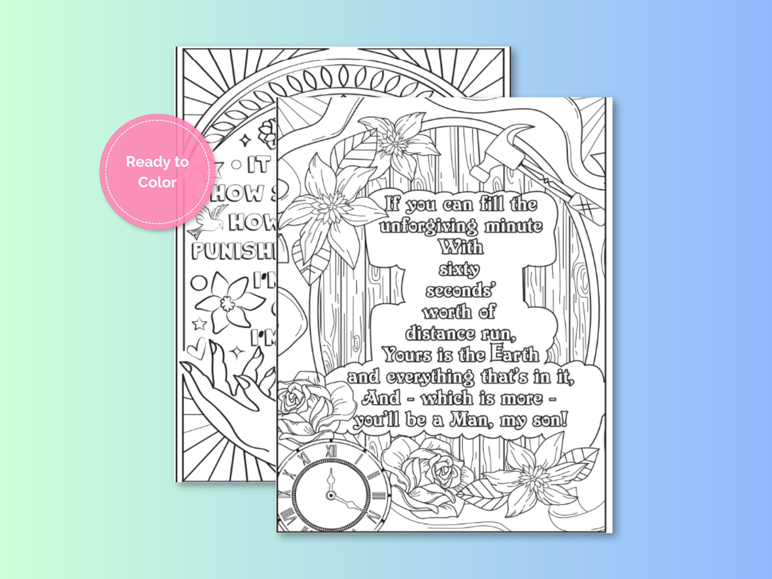 Coloring Book for Adults, Printable Homeschool Teen Activity, English ...