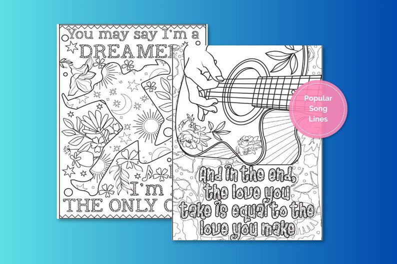 Beatles Song Lines Coloring Pages, Teen Coloring Book of Beatles Songs ...