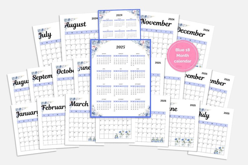 Calendar Editable in Canva, 18 Month Calendar 2024-2025 Calendar ...