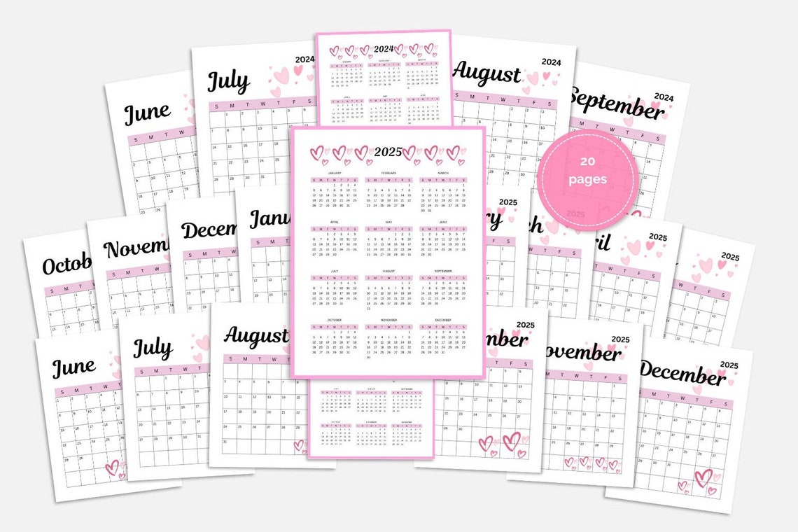 Editable Calendar in Canva,18-month Calendar 2024-2025 Calendar ...
