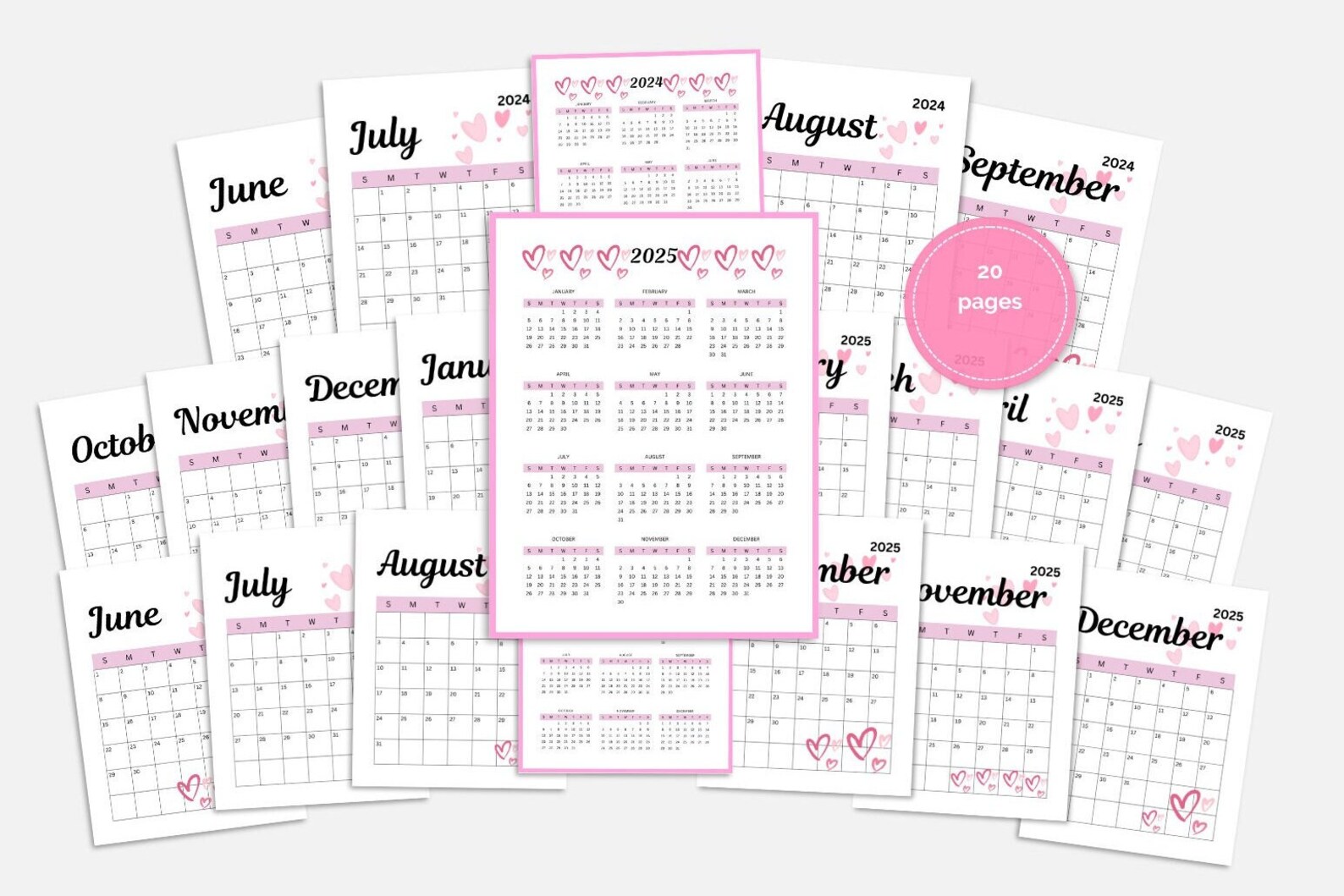 Editable Calendar in Canva,18-month Calendar 2024-2025 Calendar ...
