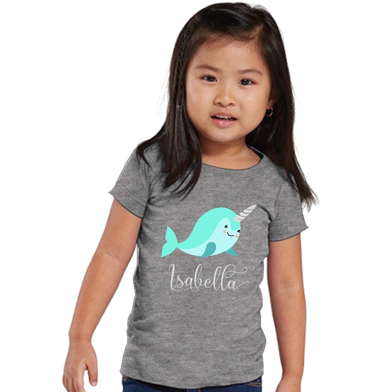Personalized Narwhal Glitter Girl's Shirt Narwhal - Etsy