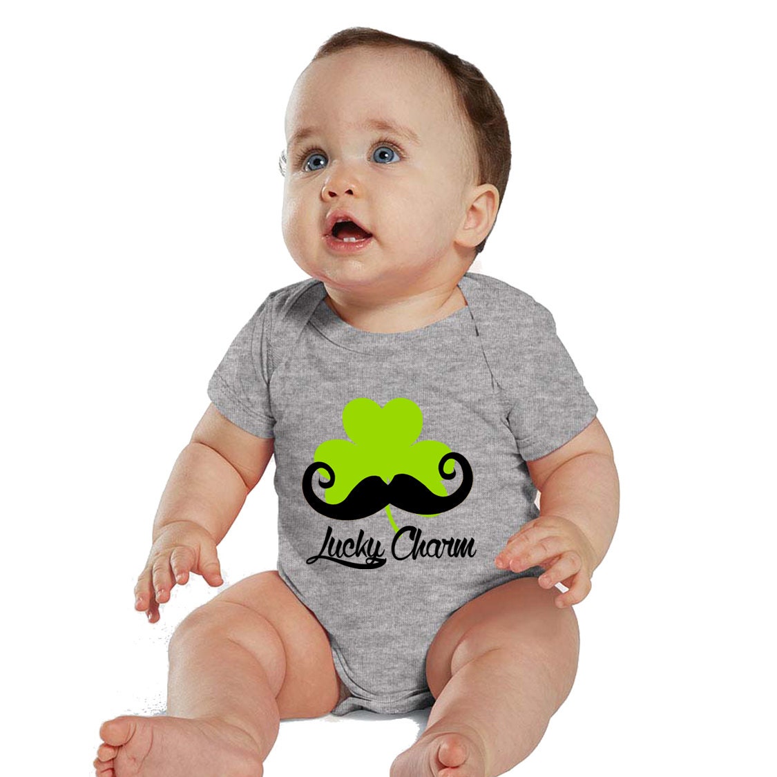 Mr Lucky Mustache Green Shamrock on HEATHER Shirt - Etsy