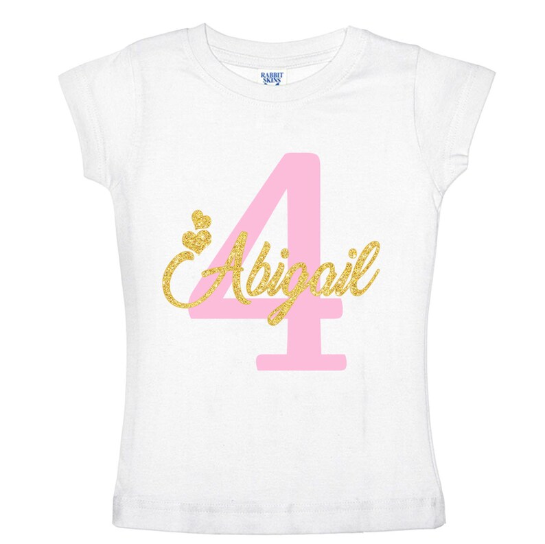 Personalized Birthday Girl T-shirt Glitter Gold Name and Pink - Etsy