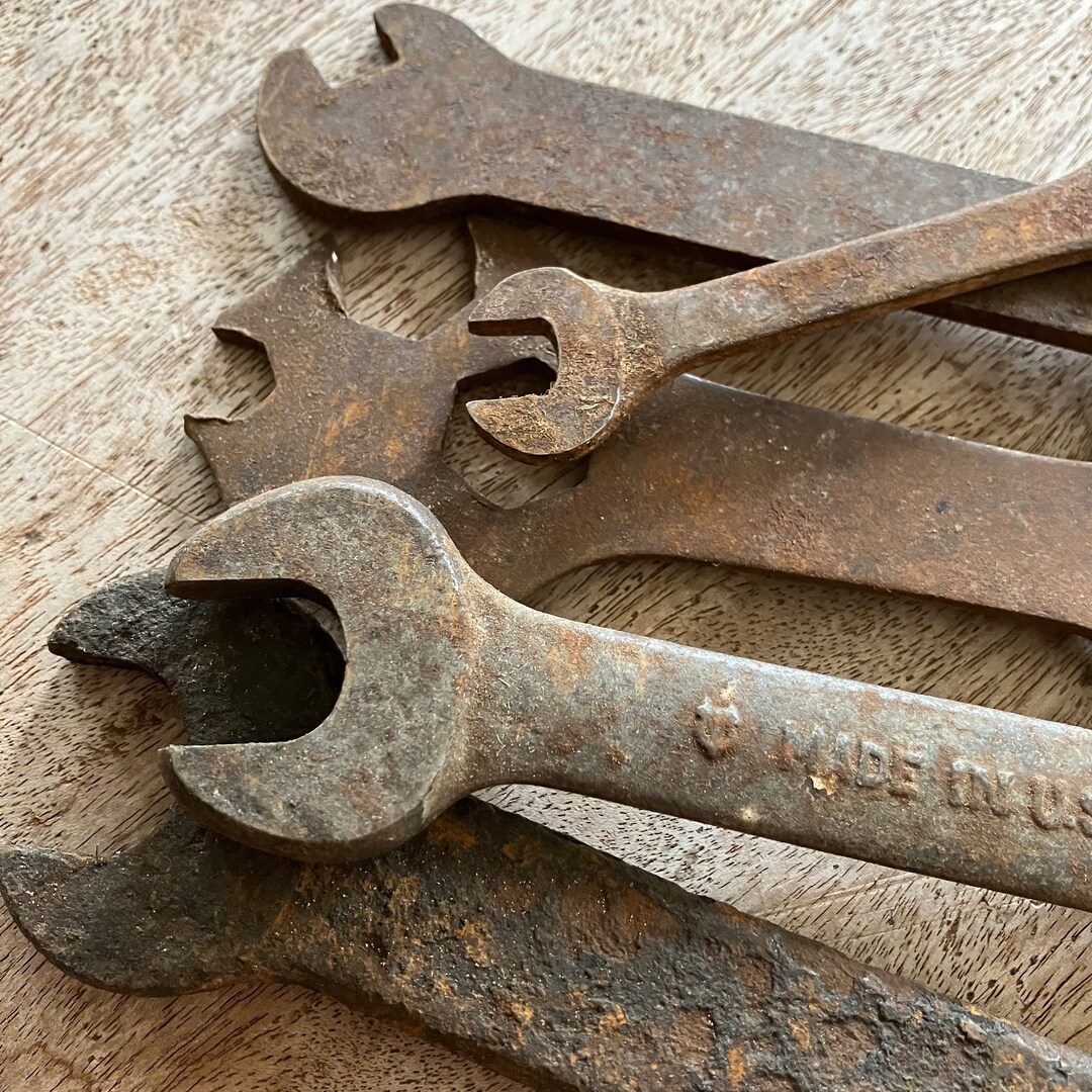Vintage Wrench Collection Various Sizes Double End Wrenches Rusty Metal ...