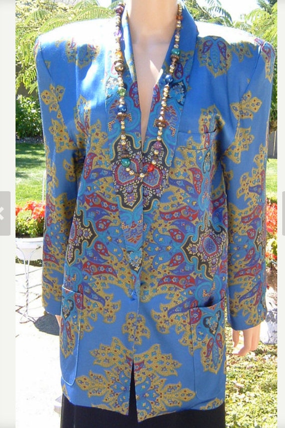 80s Bleu De France Designer 2 Piece Silk Jacket and … - Gem