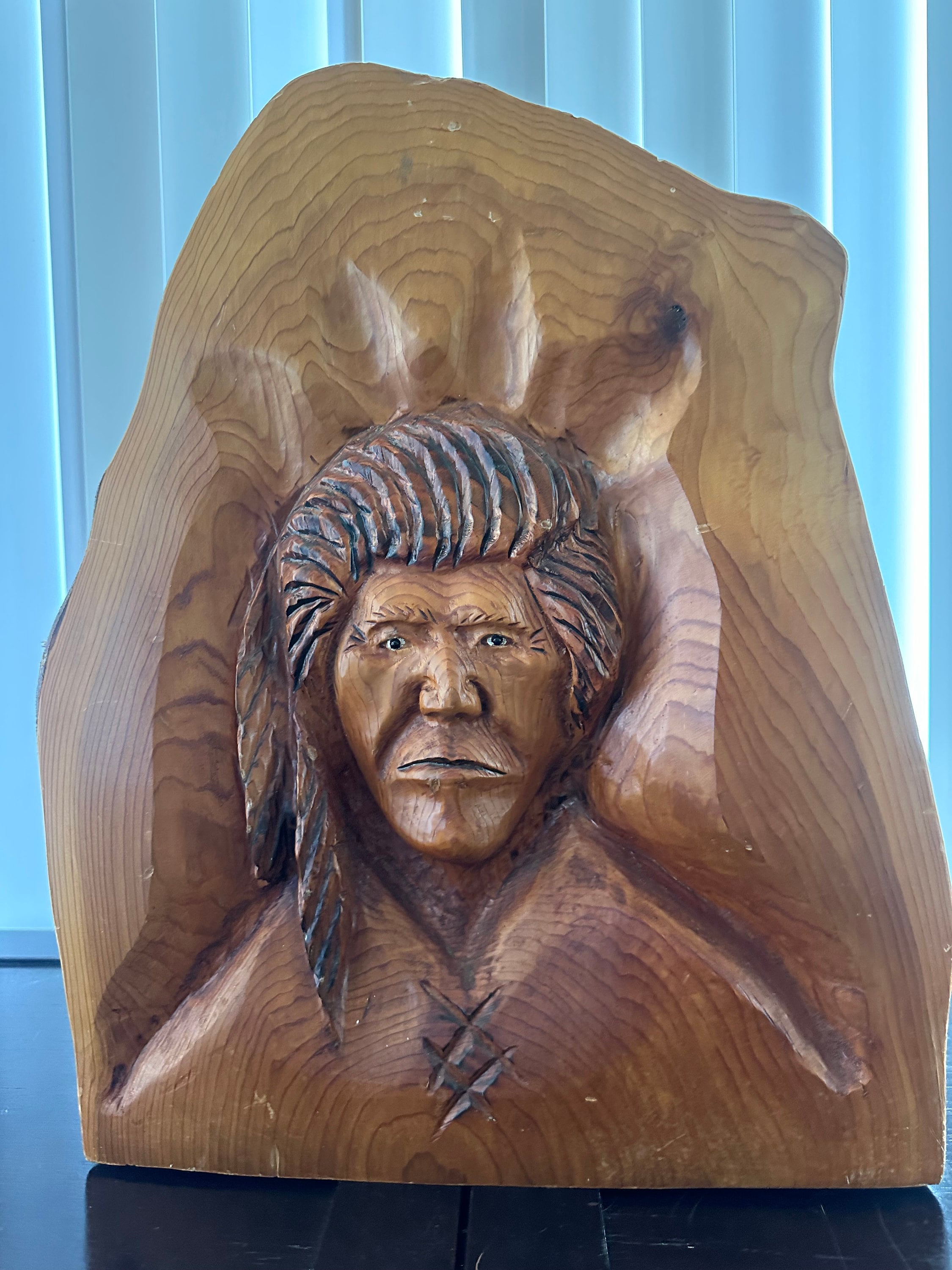 Rare Large Collectible Gary Thompson Signed Hand Carved Native American ...