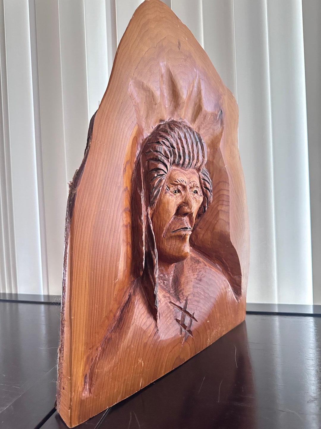 Rare Large Collectible Gary Thompson Signed Hand Carved Native American ...