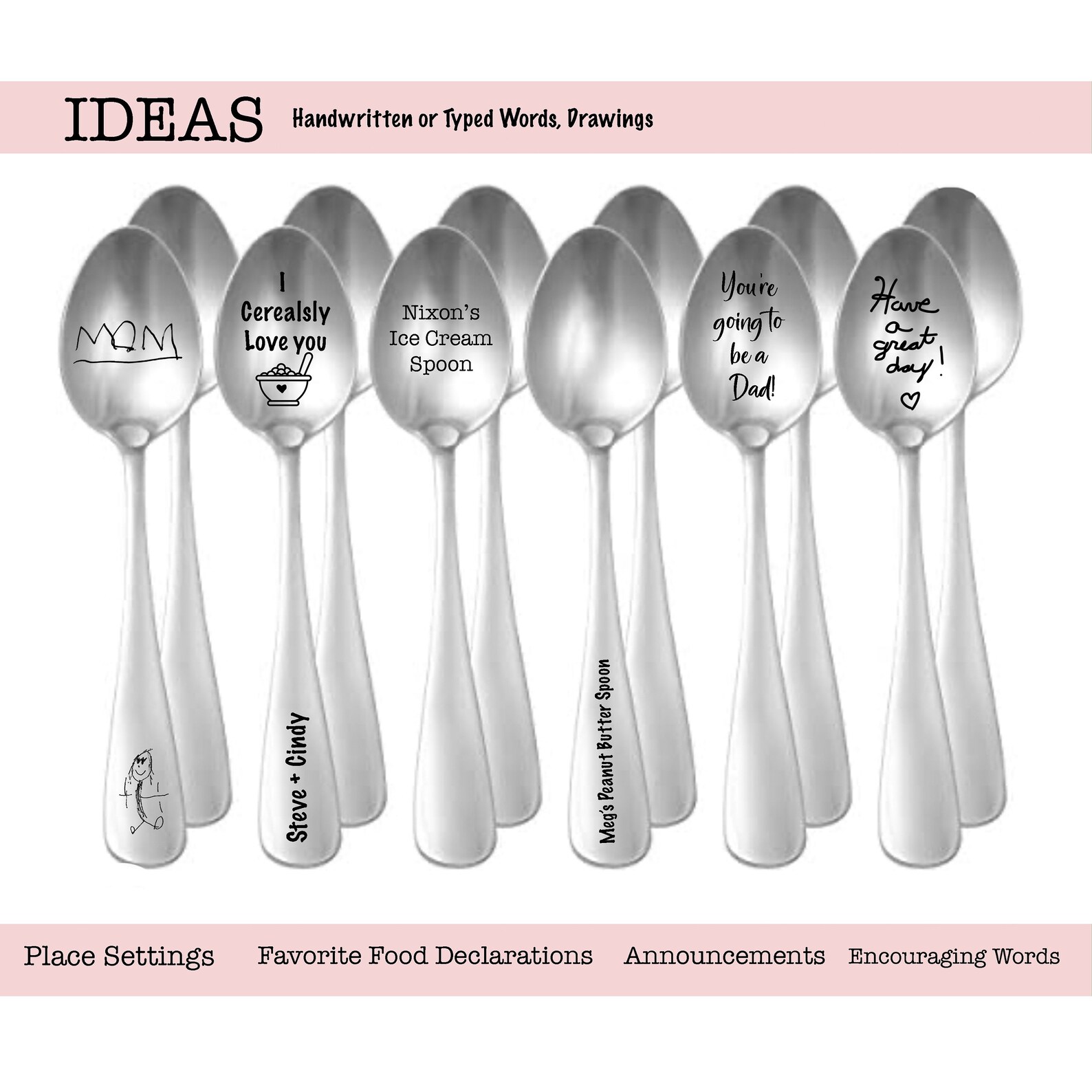 Custom Spoon, Laser Engraved Handwriting Gift, Gift for Him, Unique ...