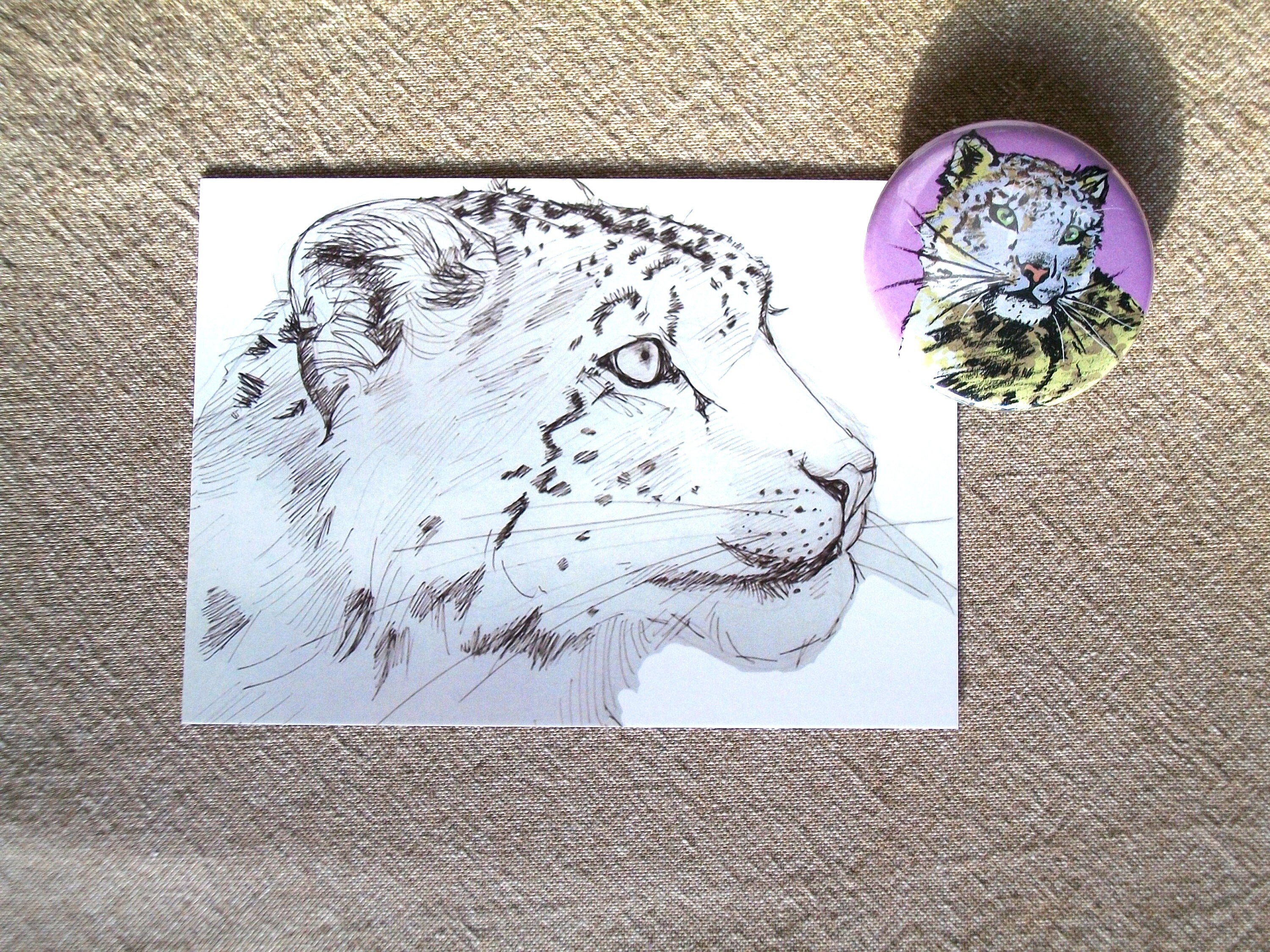 Paper Postcards Snow Leopard A6 Print With Hand Drawn Design Paper ...